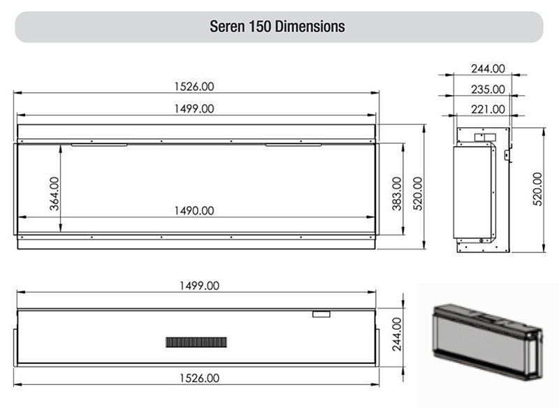 ACR Seren 150 LCD Electric Fire | Flames.co.uk