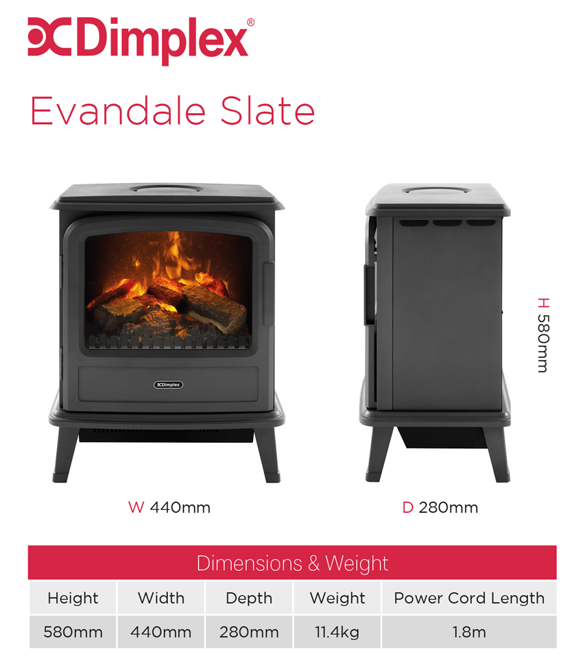 Dimplex Evandale Optimyst Electric Stove - Slate | Flames.co.uk