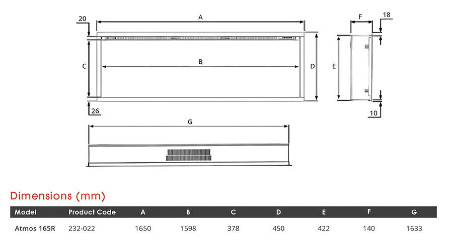 FireFX Atmos 165R Inset Electric Fire | Flames.co.uk