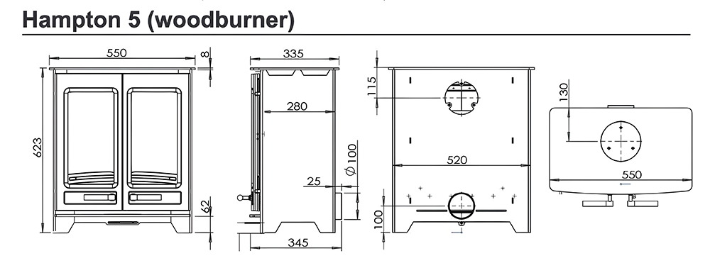 Henley Hampton 5 Twin Door Wood Burning Stove | Flames.co.uk