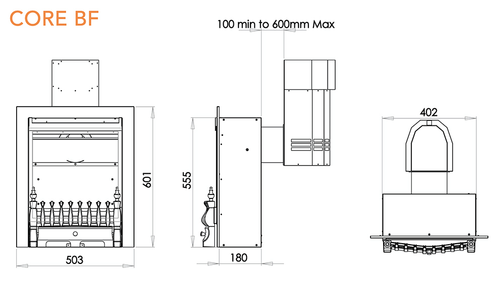 Paragon Core BF Balanced Flue Gas Fire | Flames.co.uk