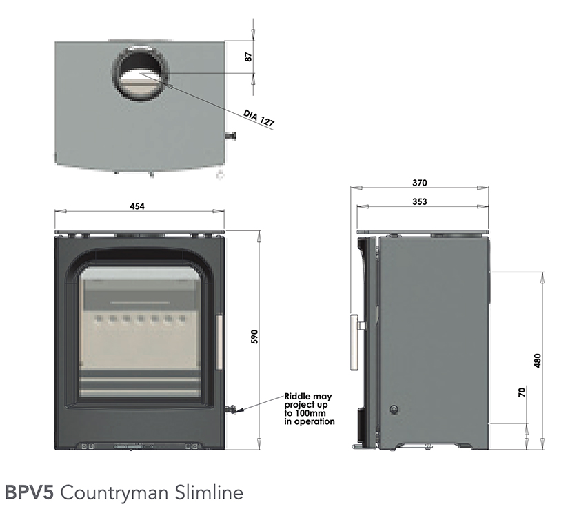 Purevision BPV5 Countryman Slimline 5kW Multi-Fuel Stove | Flames.co.uk