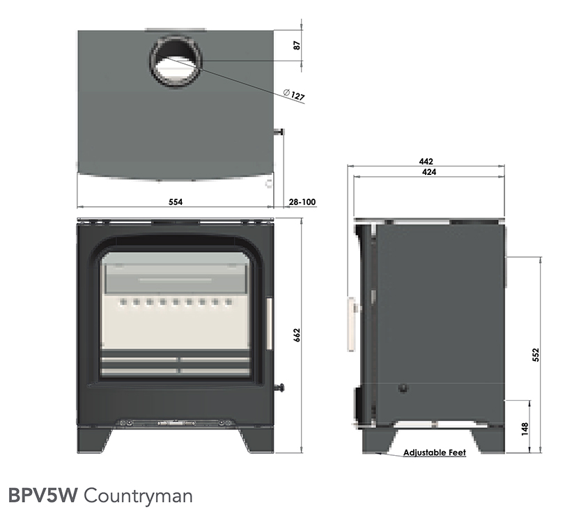 Purevision BPV5W Countryman Wide 5kW Multi-Fuel Stove | Flames.co.uk