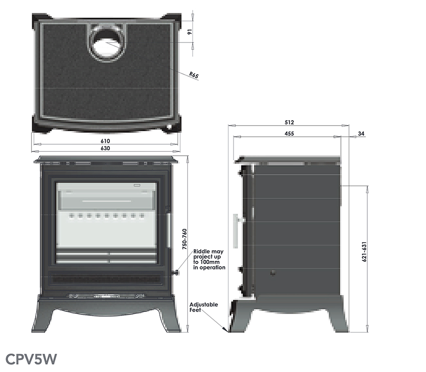 Purevision CPV5W Classic Wide 5kW Multi-Fuel Stove | Flames.co.uk