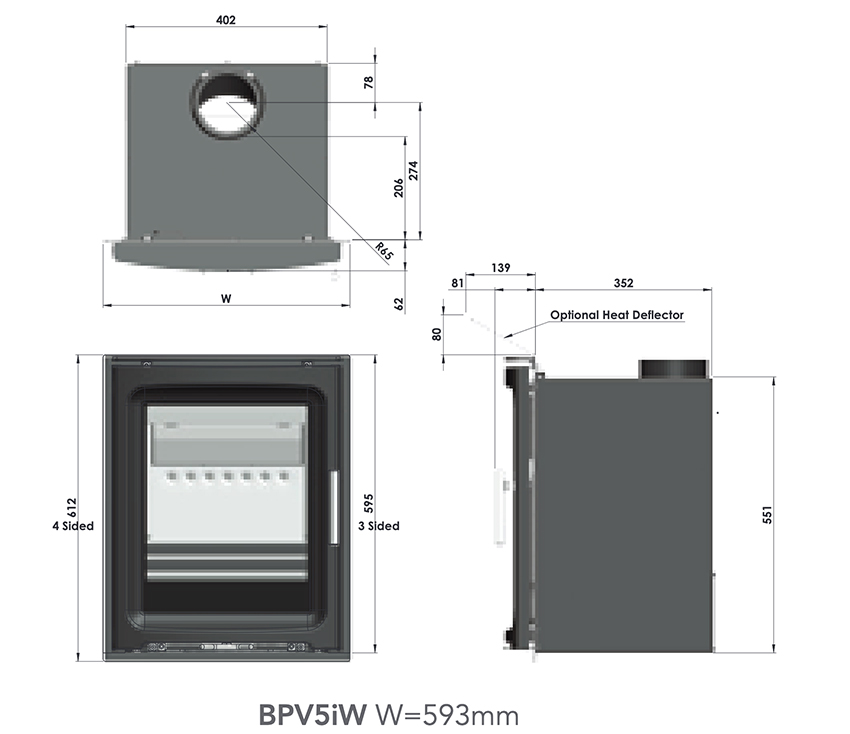 Purevision BPV5iW Wide 5kW Multi-Fuel Inset Stove | Flames.co.uk