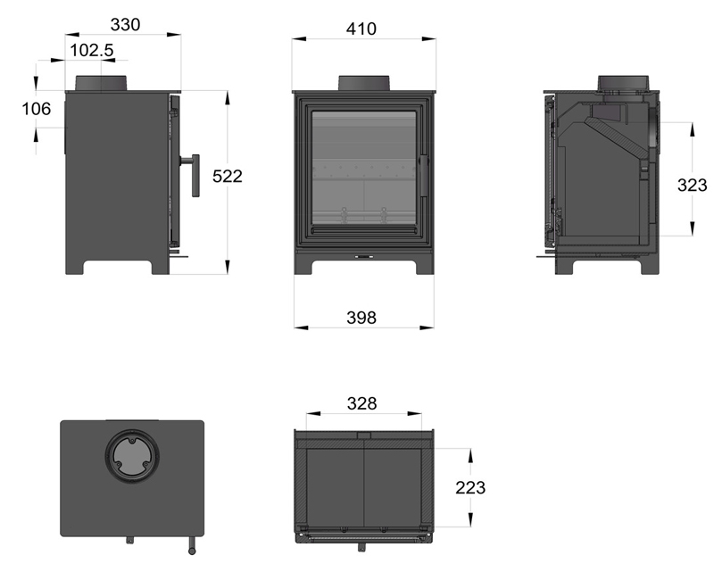 Woodford Pankhurst Medium 5kW Eco Wood Burning Stove | Flames.co.uk