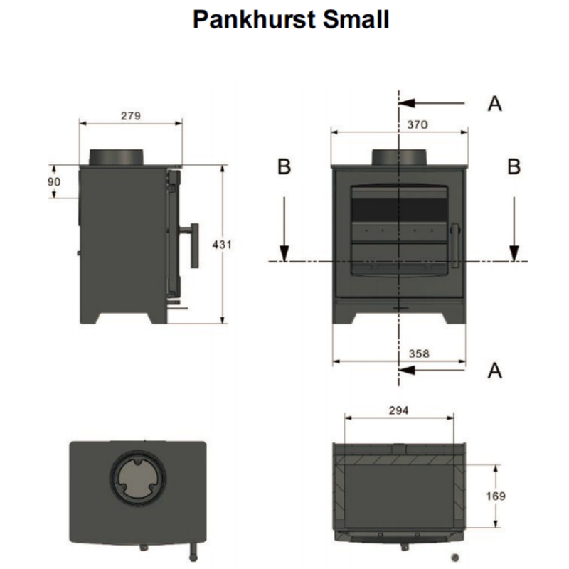 Woodford Pankhurst Small 4kW Eco Wood Burning Stove | Flames.co.uk