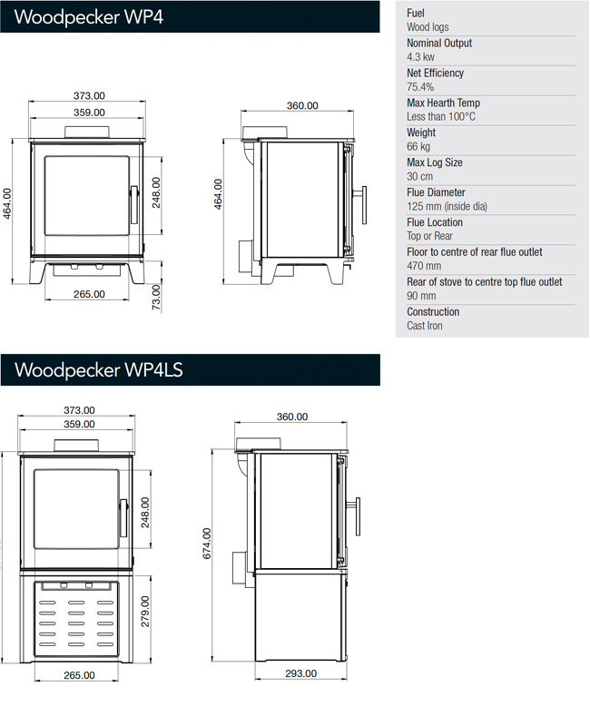 Woodpecker WP4 Wood Burning Stove | Flames.co.uk