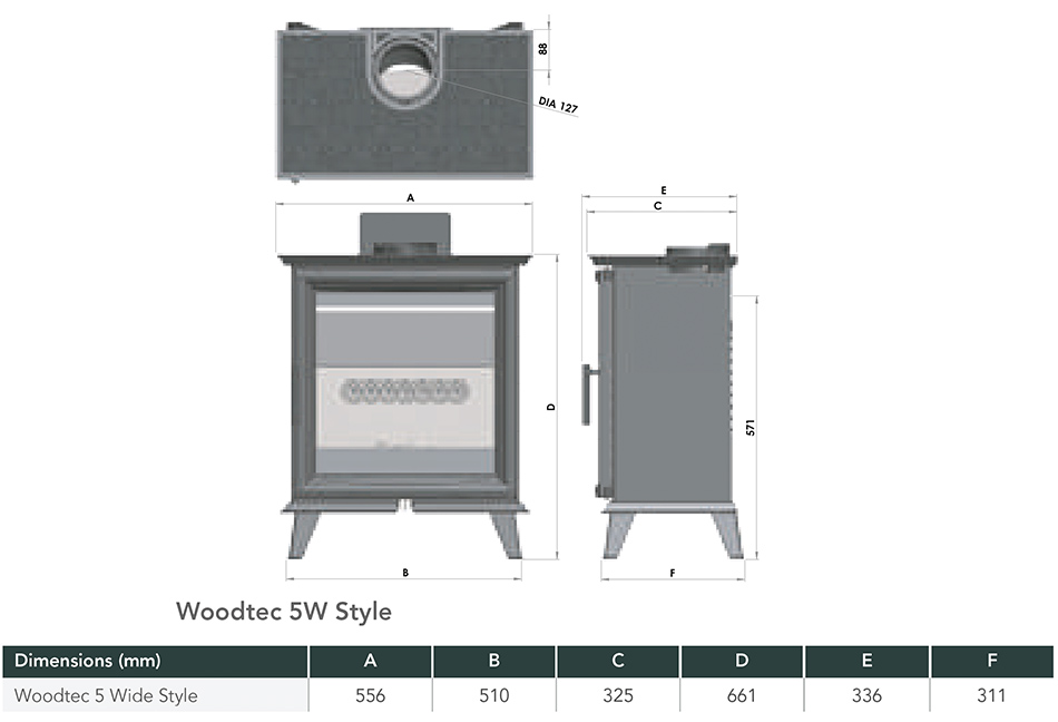 Fireline Woodtec 5W Wide Style Wood Burning Stove | Flames.co.uk