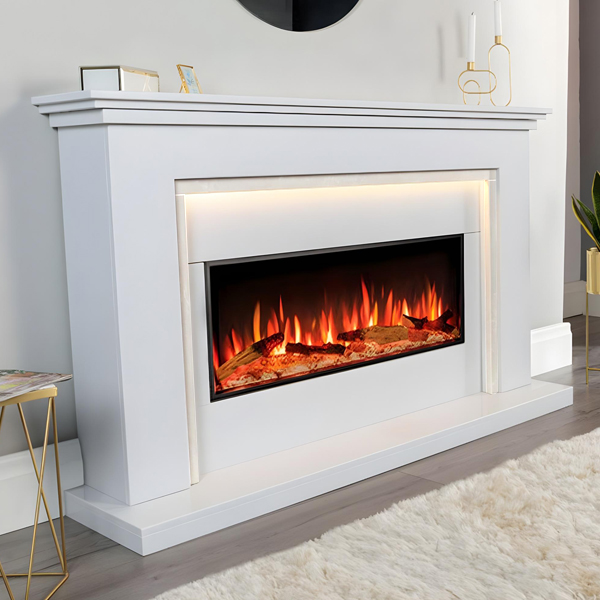 Daytona Marble Electric Fireplace Suite | Flames.co.uk