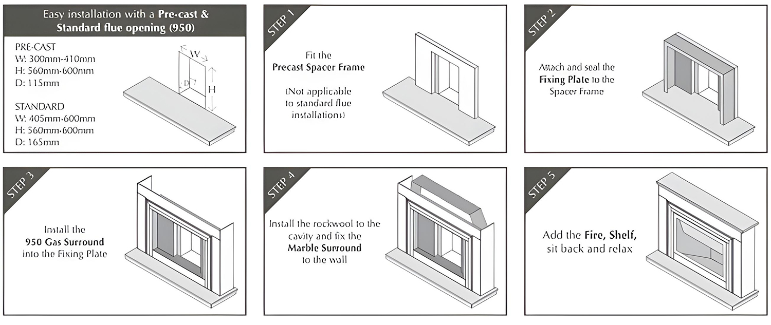 Elgin & Hall Cassius 950 Marble Gas Fireplace Suite | Flames.co.uk