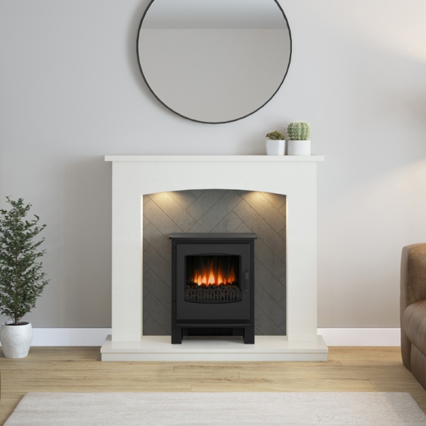 Elgin & Hall Woodbridge Marble Inglenook Suite | Flames.co.uk