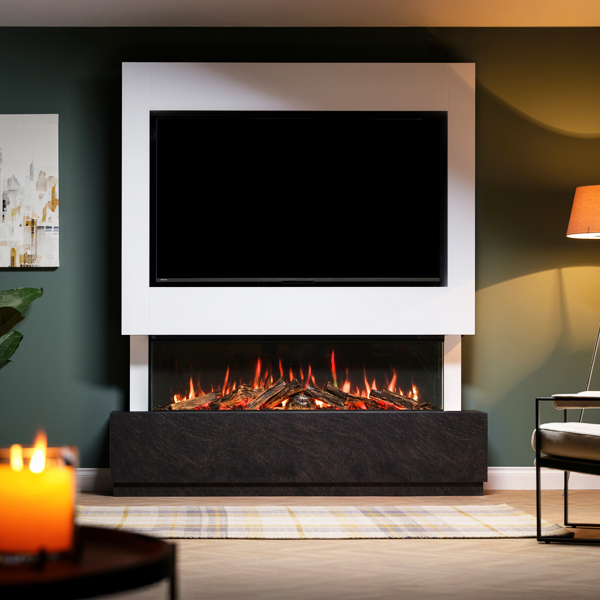 Vision E-Line Solus VS150 Electric Fire with Media Wall Suite | Flames ...