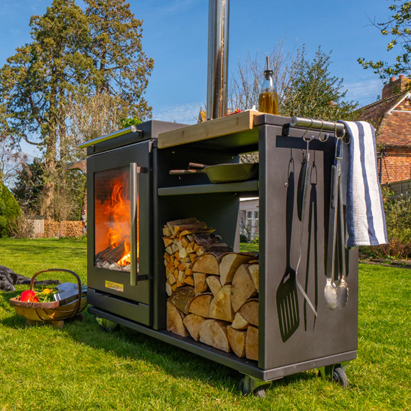 BBQube & Log Store - Outdoor Wood Burning Grill & Heater | Flames.co.uk