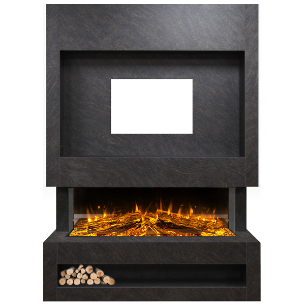 Celsi DLX 1250 Media Wall Unit - Cupria Slate | Flames.co.uk