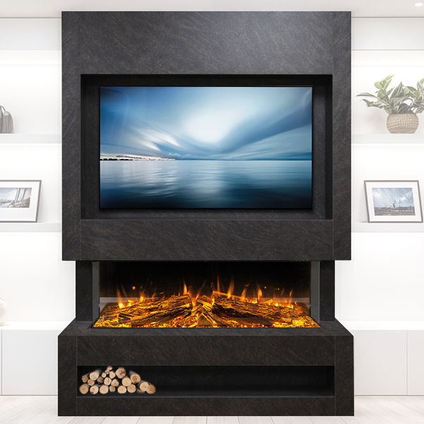 Celsi DLX 1250 Midnight Edition Media Wall Unit - Cupria Slate | Flames ...