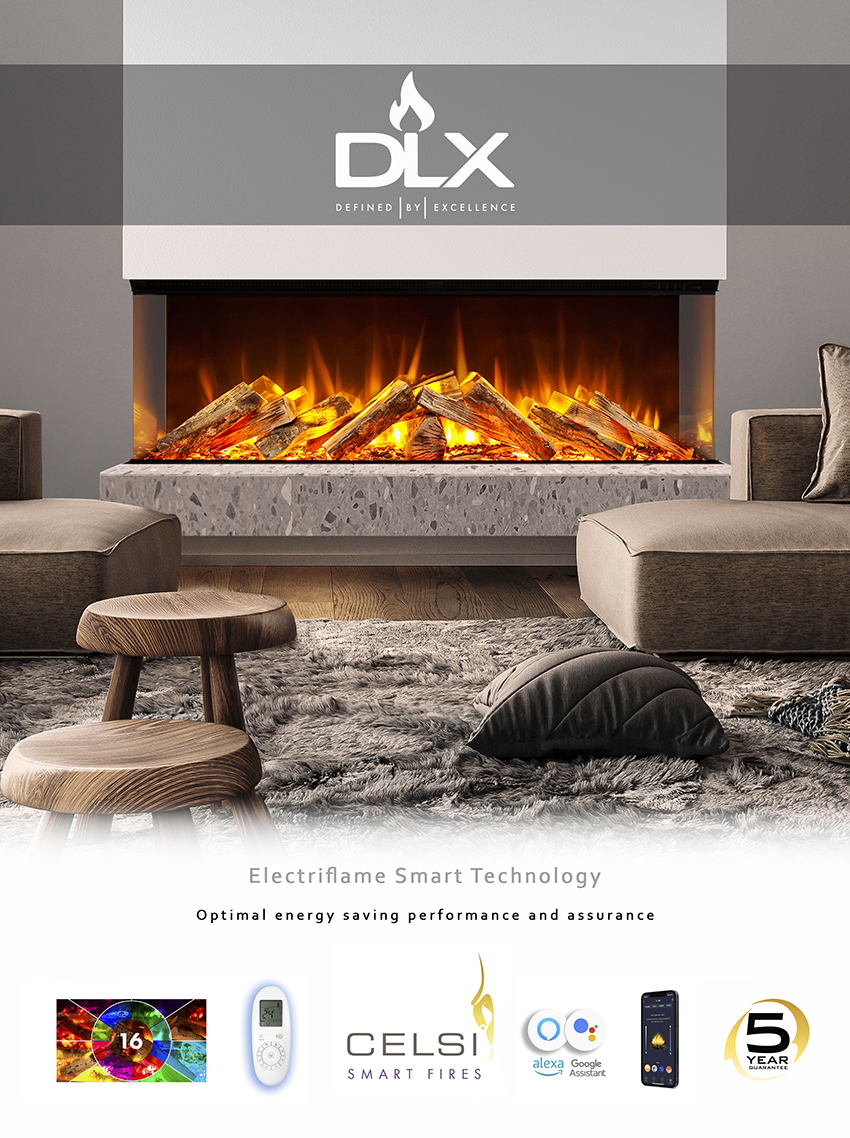 Celsi DLX 1250 Built-In 3-Sided Glass Smart Electric Fire | Flames.co.uk