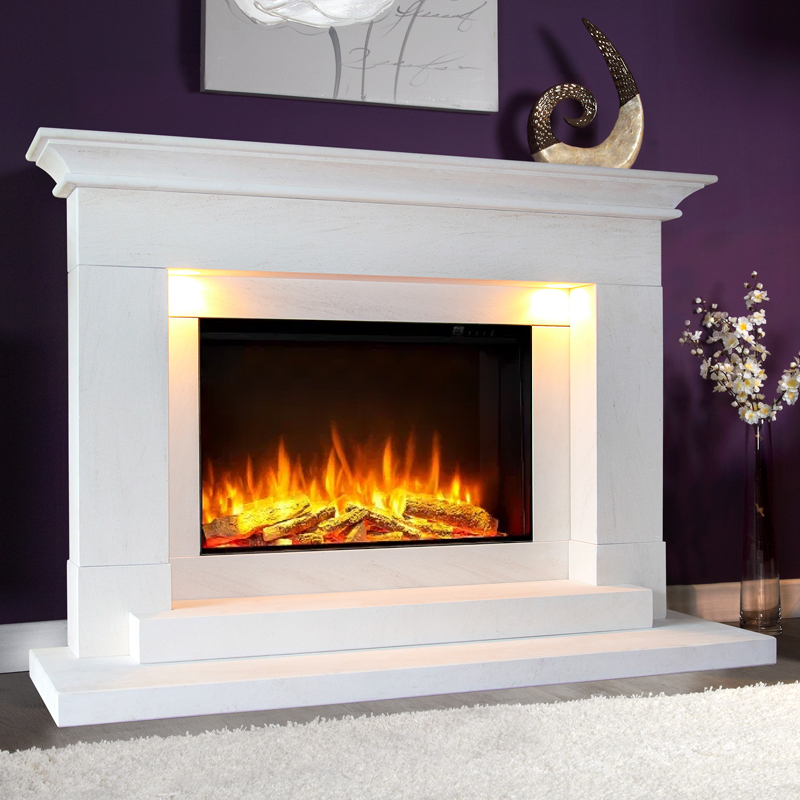 Celsi DLX 750 Aleesia Illumia Limestone Electric Fireplace Suite ...