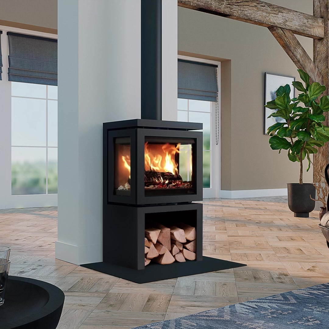 Modern Small Wood Burning Stoves Herald 5 Eco, Single Door – Hunter