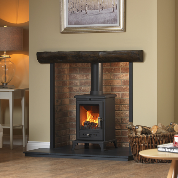 Gallery Geocast Rustic Dark Oak Effect Fireplace Beam | Flames.co.uk