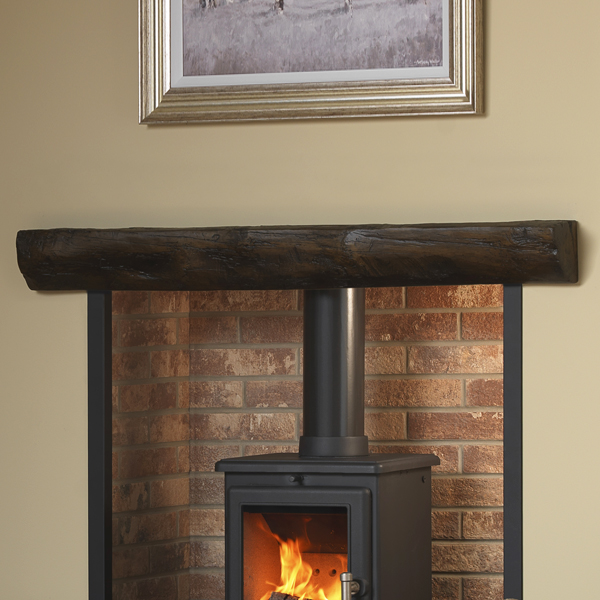 Gallery Geocast Rustic Dark Oak Effect Fireplace Beam | Flames.co.uk