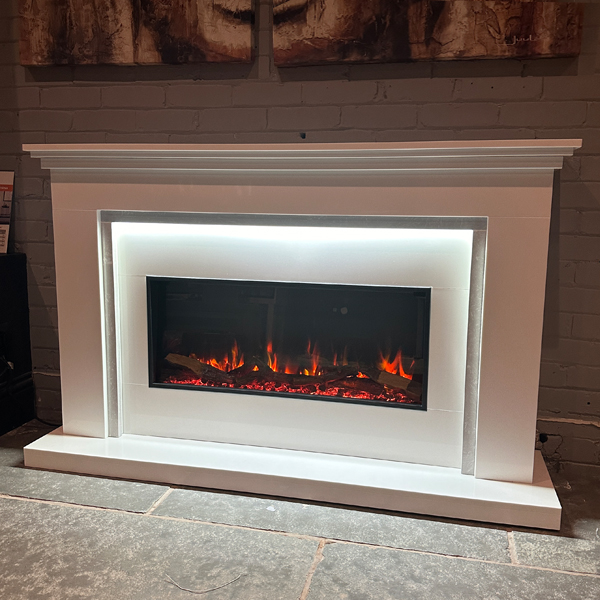 Daytona Marble Electric Fireplace Suite | Flames.co.uk