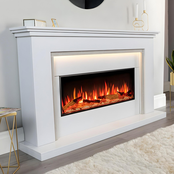 Daytona Marble Electric Fireplace Suite | Flames.co.uk