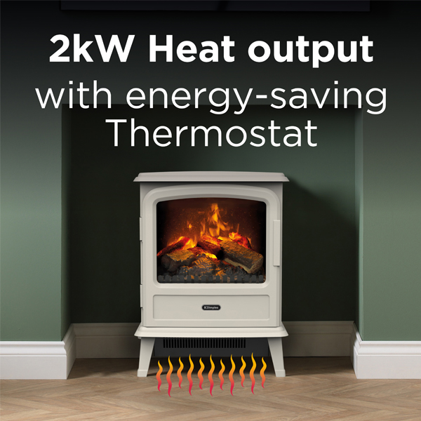 Dimplex Evandale Optimyst Electric Stove - Pebble | Flames.co.uk
