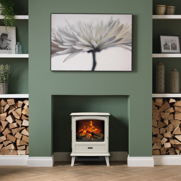 Dimplex Evandale Optimyst Electric Stove - Pebble | Flames.co.uk