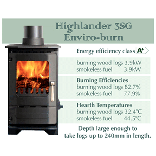 Dunsley Highlander 3 SG Enviro-Burn Solo Multi-Fuel Stove | Flames.co.uk
