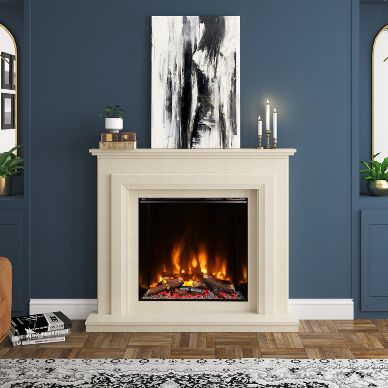 Elgin & Hall Pryzm Elega Marble Electric Fireplace Suite | Flames.co.uk