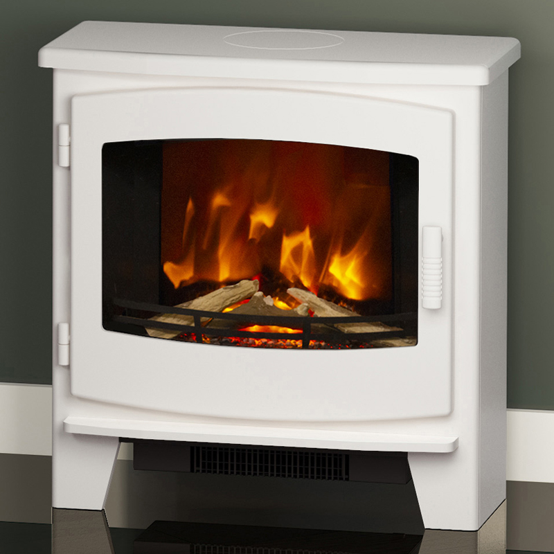 FLARE Beacon Large Electric Stove - Ash White | Flames.co.uk