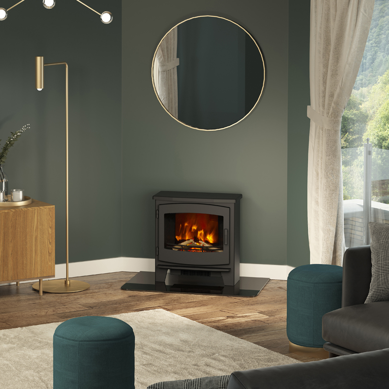 FLARE Beacon Large Electric Stove - Matt Black | Flames.co.uk