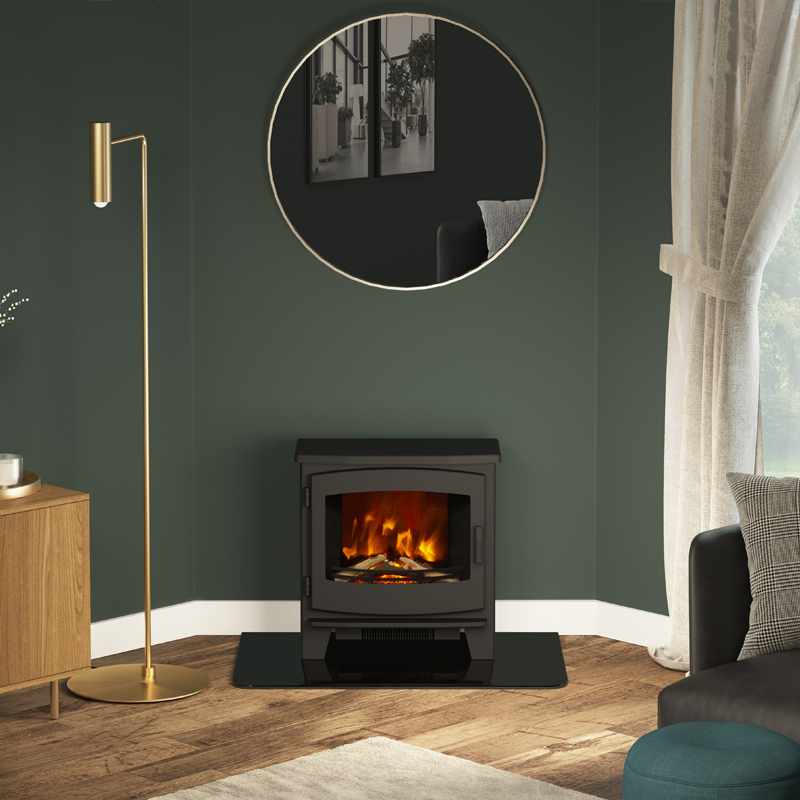 FLARE Beacon Large Electric Stove - Matt Black | Flames.co.uk