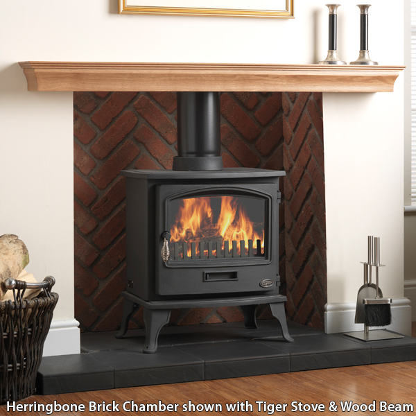 Gallery Rustic Herringbone Brick Fireplace Chamber Panels | Flames.co.uk