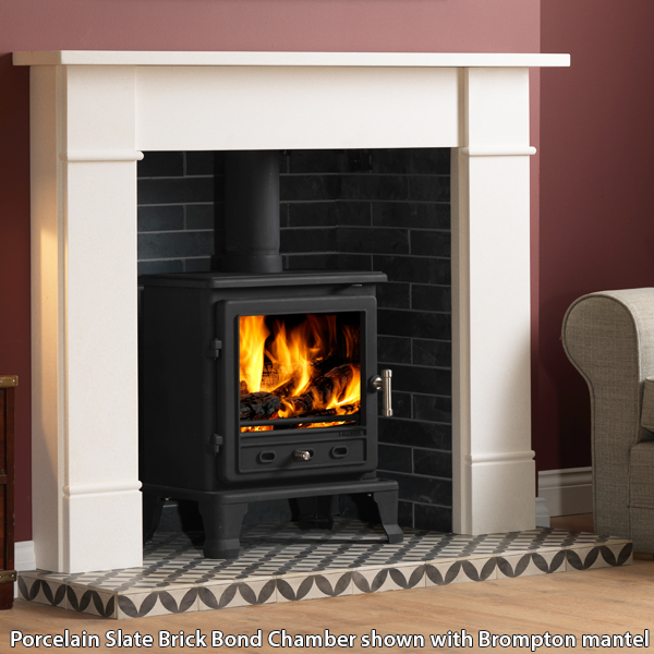 Gallery Porcelain Slate Brick Bond Fireplace Chamber Panels | Flames.co.uk