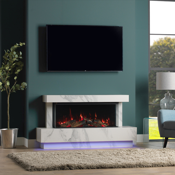 Vision E-Line Solus VS100 Zenith Calacatta Electric Fireplace Suite ...