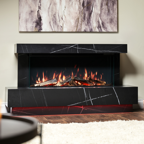 Vision E-Line Solus VS100 Zenith Nero Electric Fireplace Suite | Flames ...