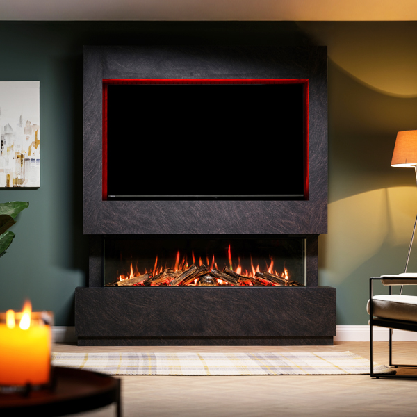 Vision E-Line Solus VS150 Electric Fire with Media Wall Suite | Flames ...