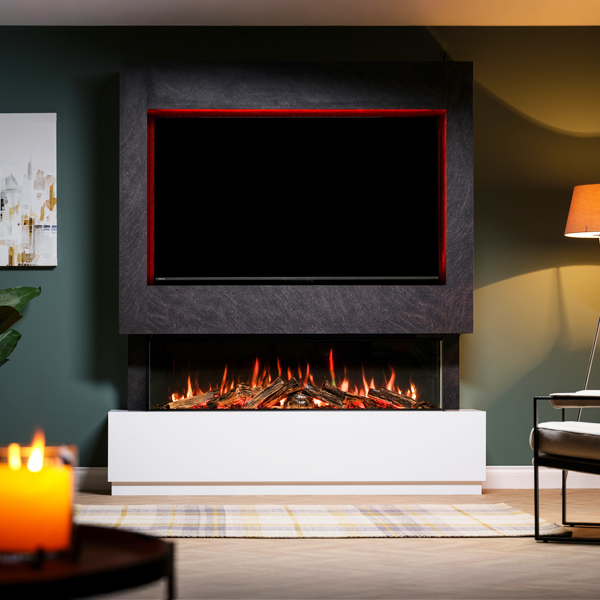 Vision E-Line Solus VS150 Electric Fire with Media Wall Suite | Flames ...
