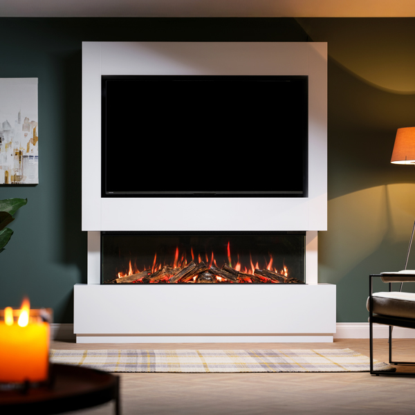 Vision E-Line Solus VS150 Electric Fire with Media Wall Suite | Flames ...